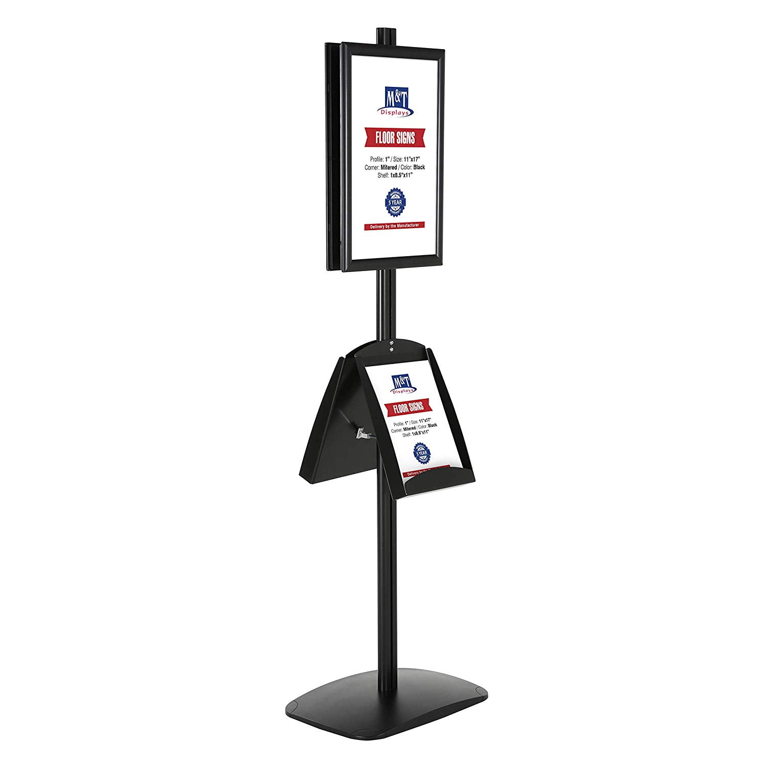 M&T Displays Free Standing Display Stand with 2 x (11X17) Frame in ...
