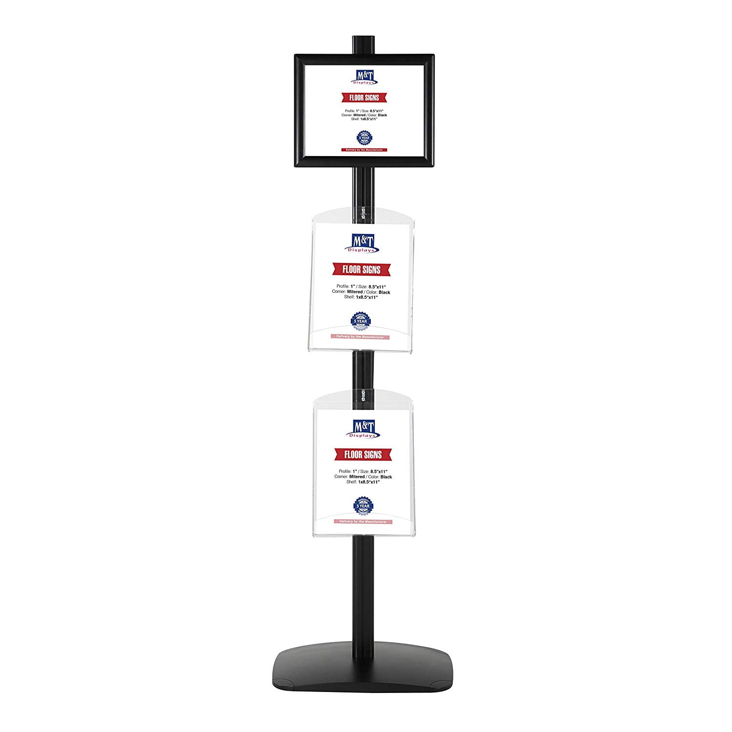 M&T Displays Free Standing Display Stand with 2 x (8.5x11) Frame in ...