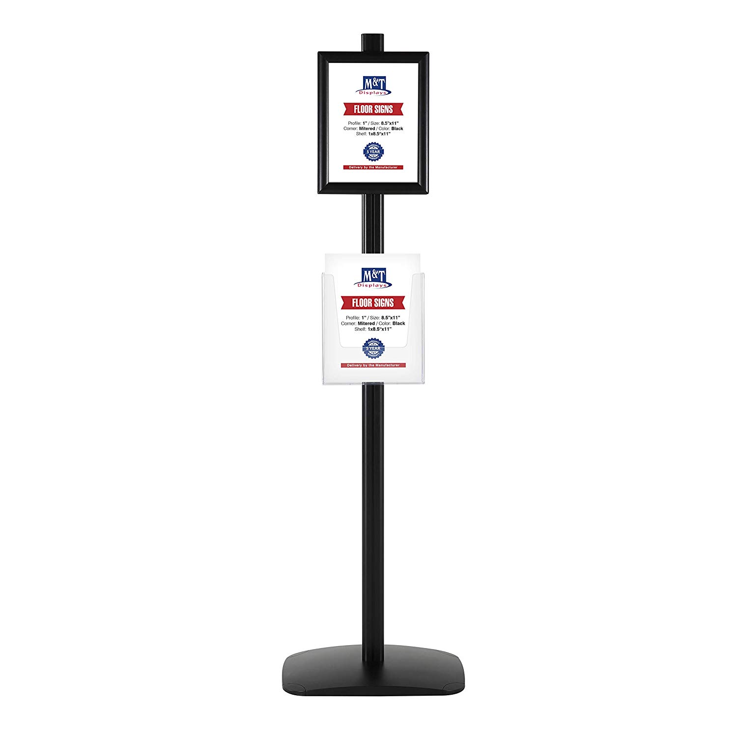 M&T Displays Free Standing Display Stand with 2 x (8.5x11) Frames in ...