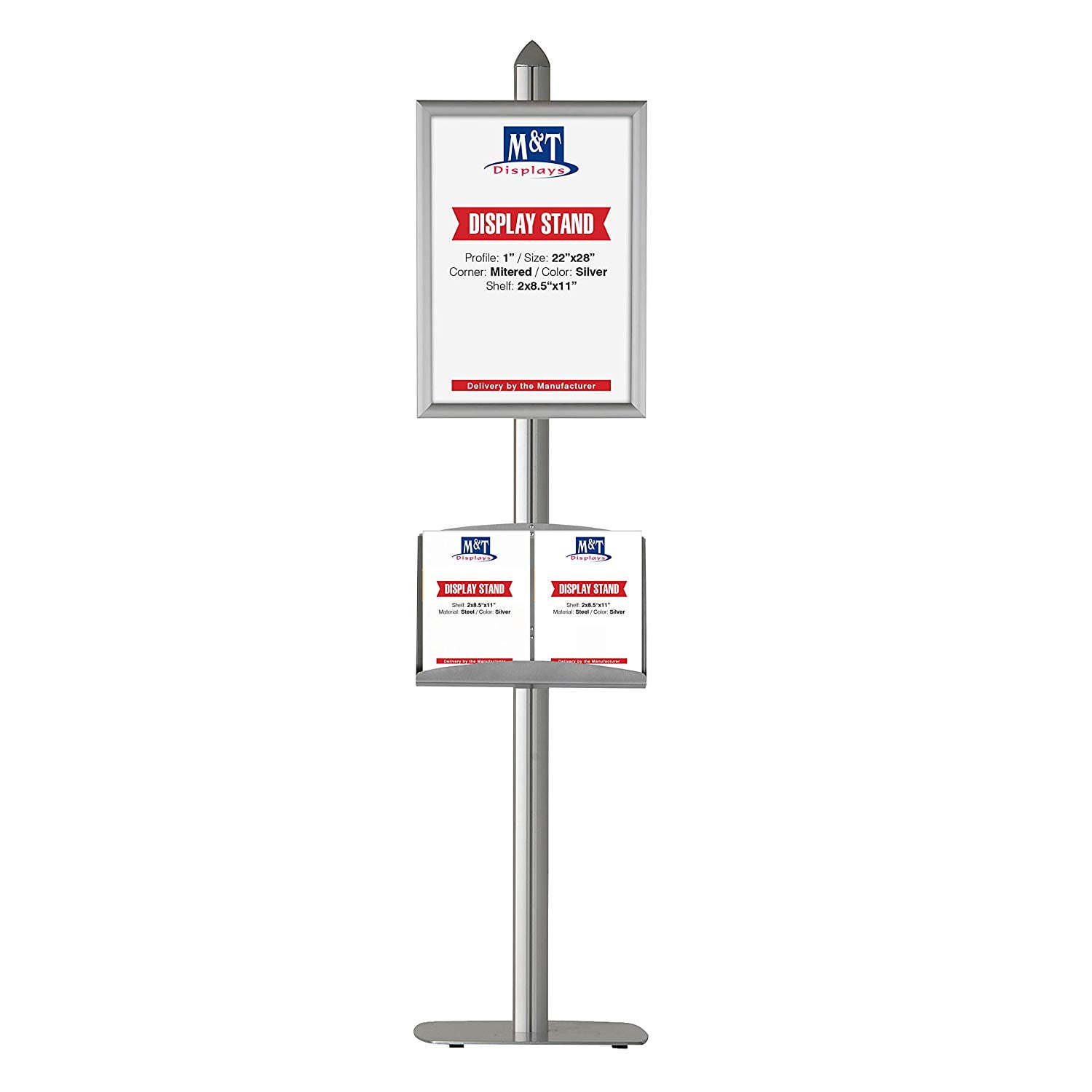 M&T Displays Free-Standing Poster Display Stand with Literature Rack ...