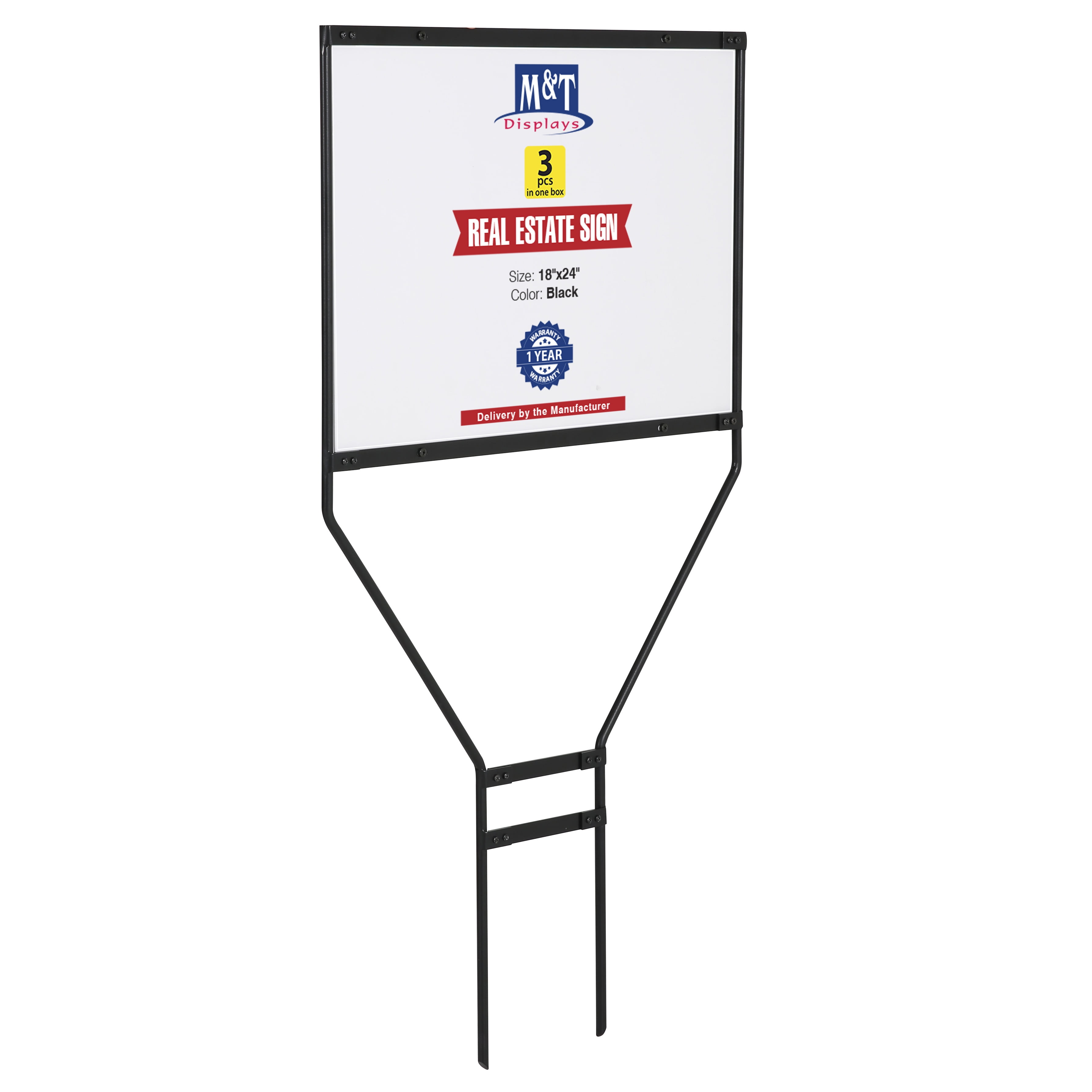 M&T Displays H Frame Real Estate Yard Sign Post, 24x18 Inch Display ...