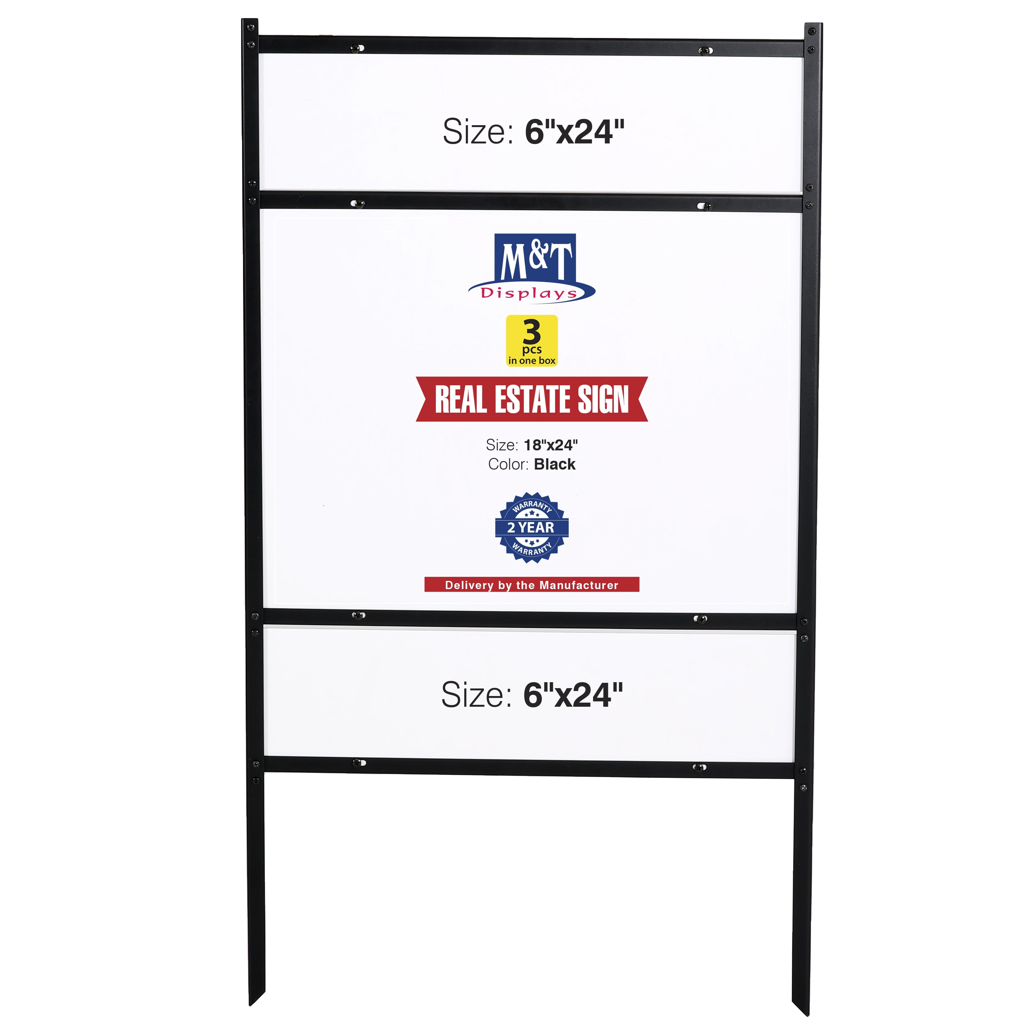M&T Displays H Frame Real Estate Yard Sign Post Dual Rider, 24x18 Inch ...