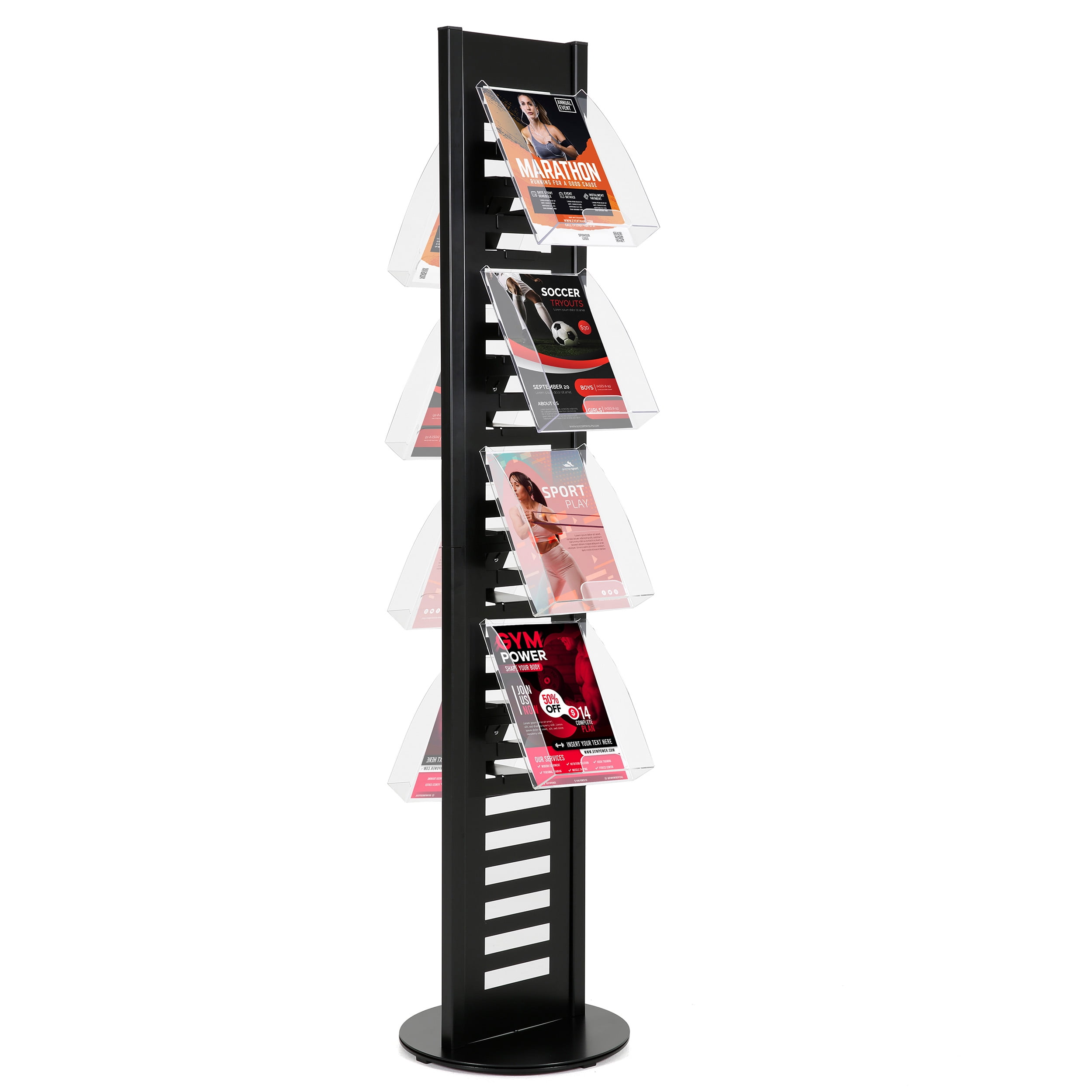M&T Displays Heavy Duty Literature Rack with 8 pcs. Acrylic Shelf and ...