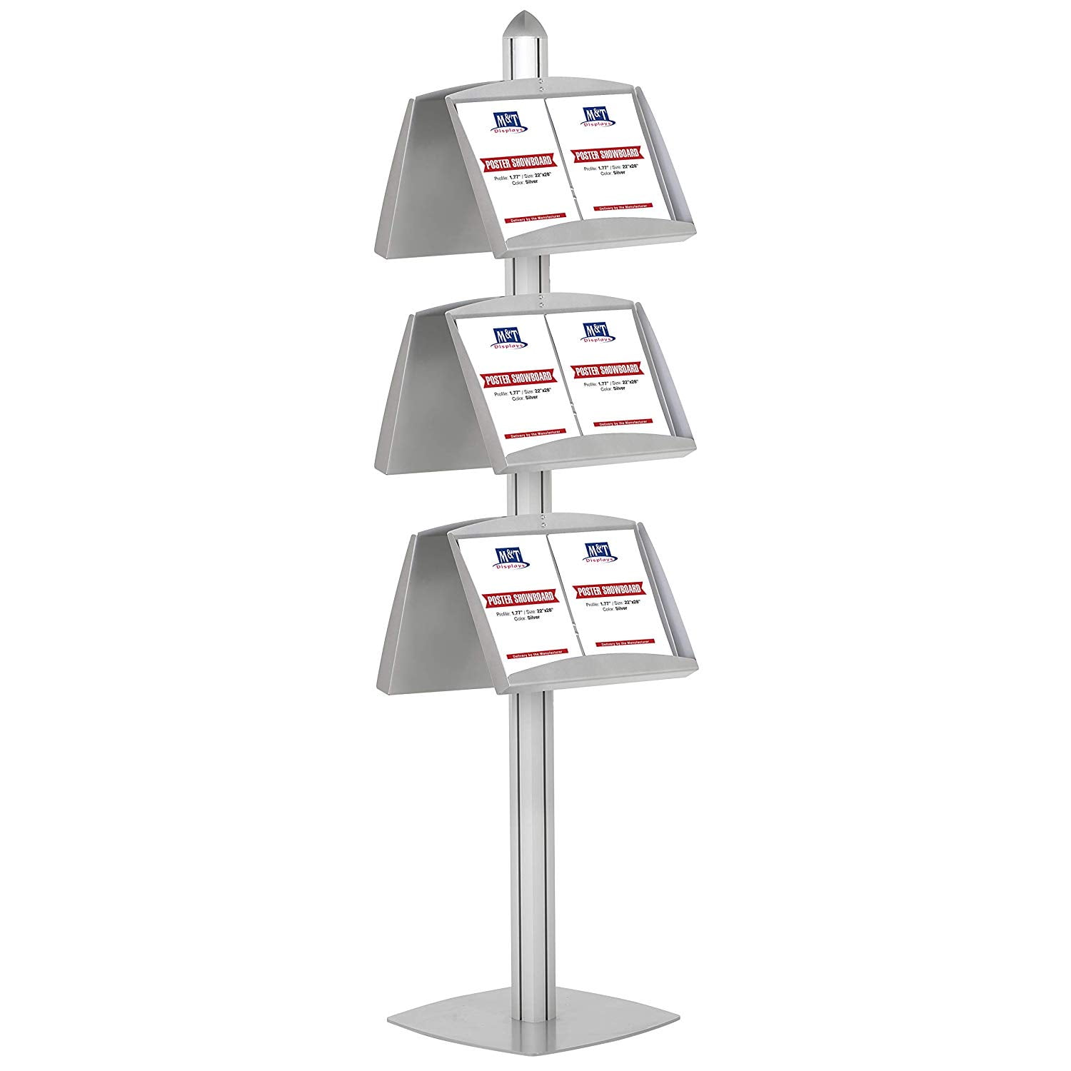 M&T Displays Literature Floor Stand with 6 Height Adjustable Steel ...