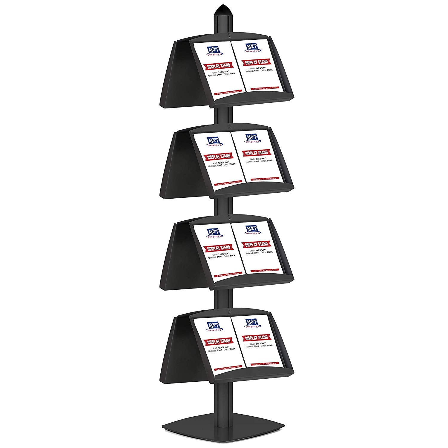 M&T Displays Literature Floor Stand with 8 Height Adjustable Steel ...