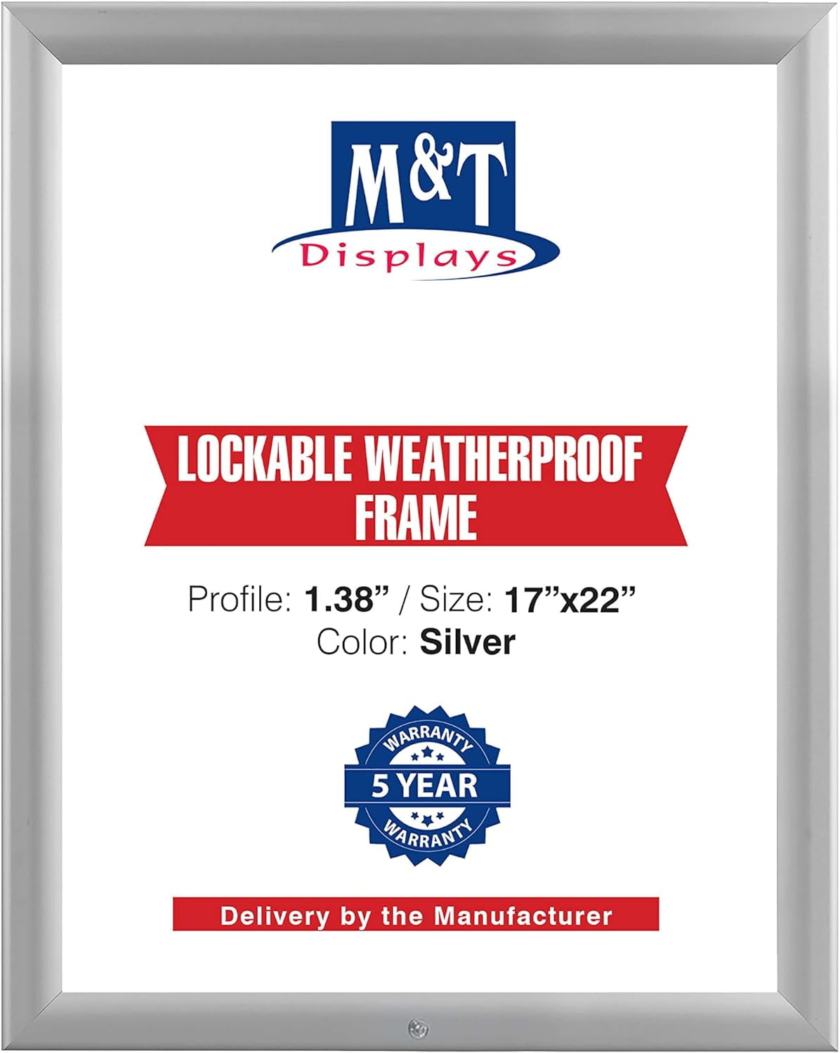 M&T Displays Lockable Weatherproof Snap Poster Frame 1.38" Aluminum ...