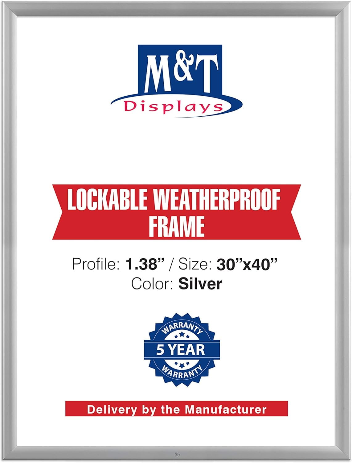 M&T Displays Lockable Weatherproof Snap Poster Frame 1.38" Aluminum ...