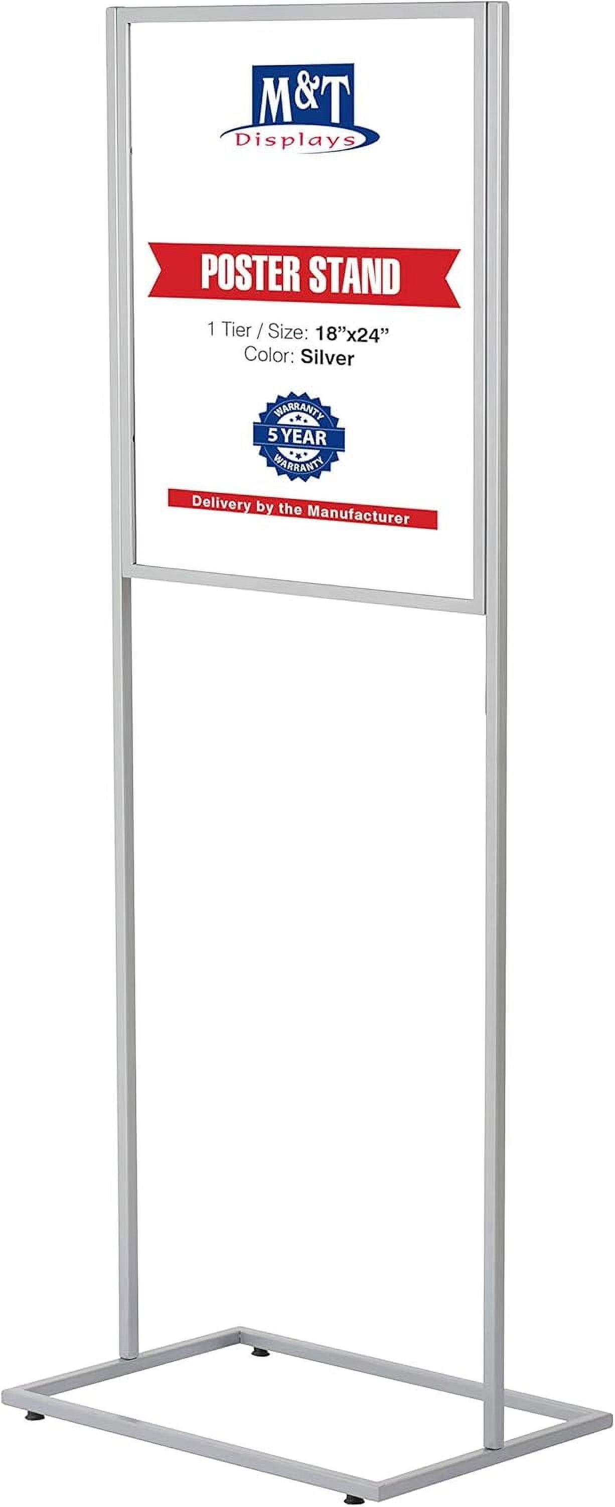 M&T Displays Metal Eco Info Board Silver 18x24 Inches Slide-In Poster ...