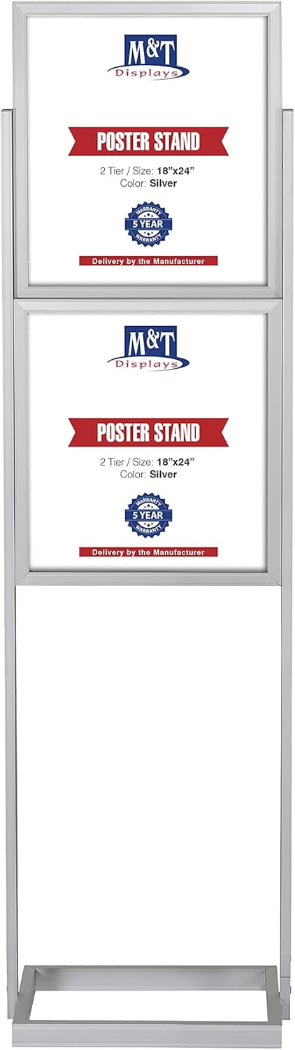 M&T Displays Metal Eco Info Board, Silver 18x24 Inches Slide-In Poster ...