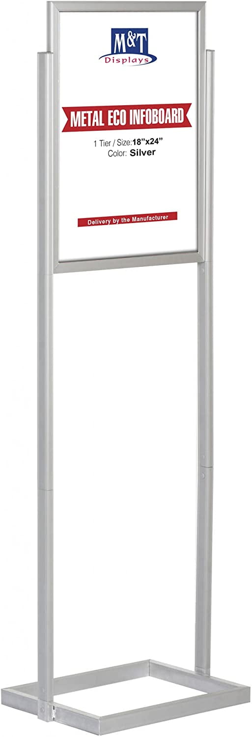 M&T Displays Metal Eco Info Board Silver 18x24 Inches Slide-in Poster ...