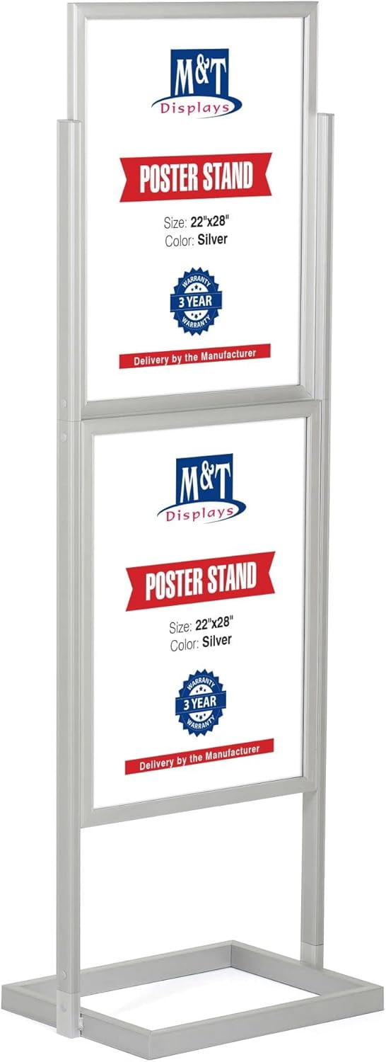 M&T Displays Metal Eco Info Board Silver 22x28 Inches Slide-In Poster ...