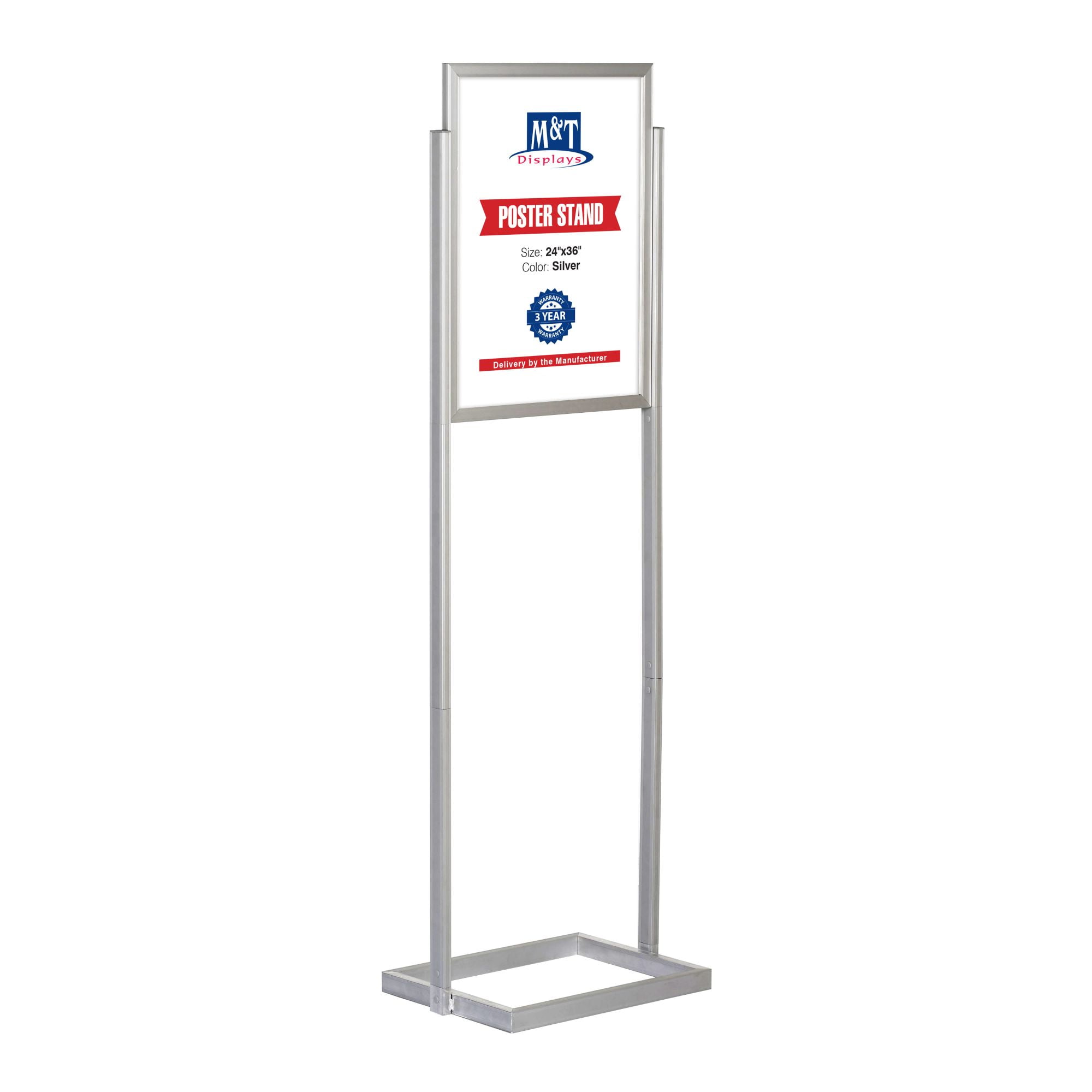 M&T Displays Metal Eco Info Board Silver 24x36 Inches Slide-In Poster ...