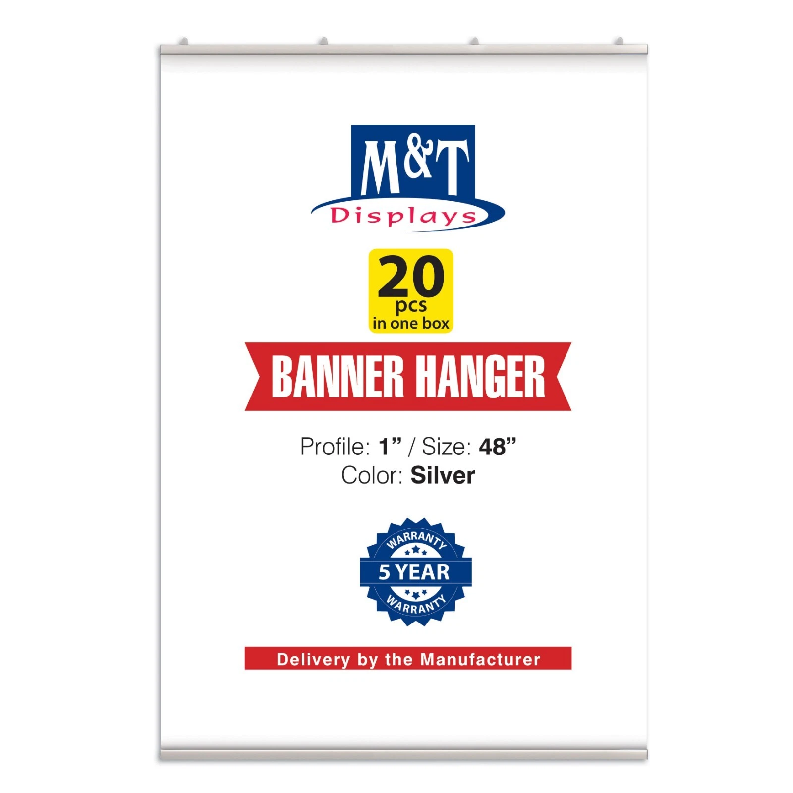 M&T Displays Newage Snap Poster Banner Clamp 48 inch Silver Aluminum ...