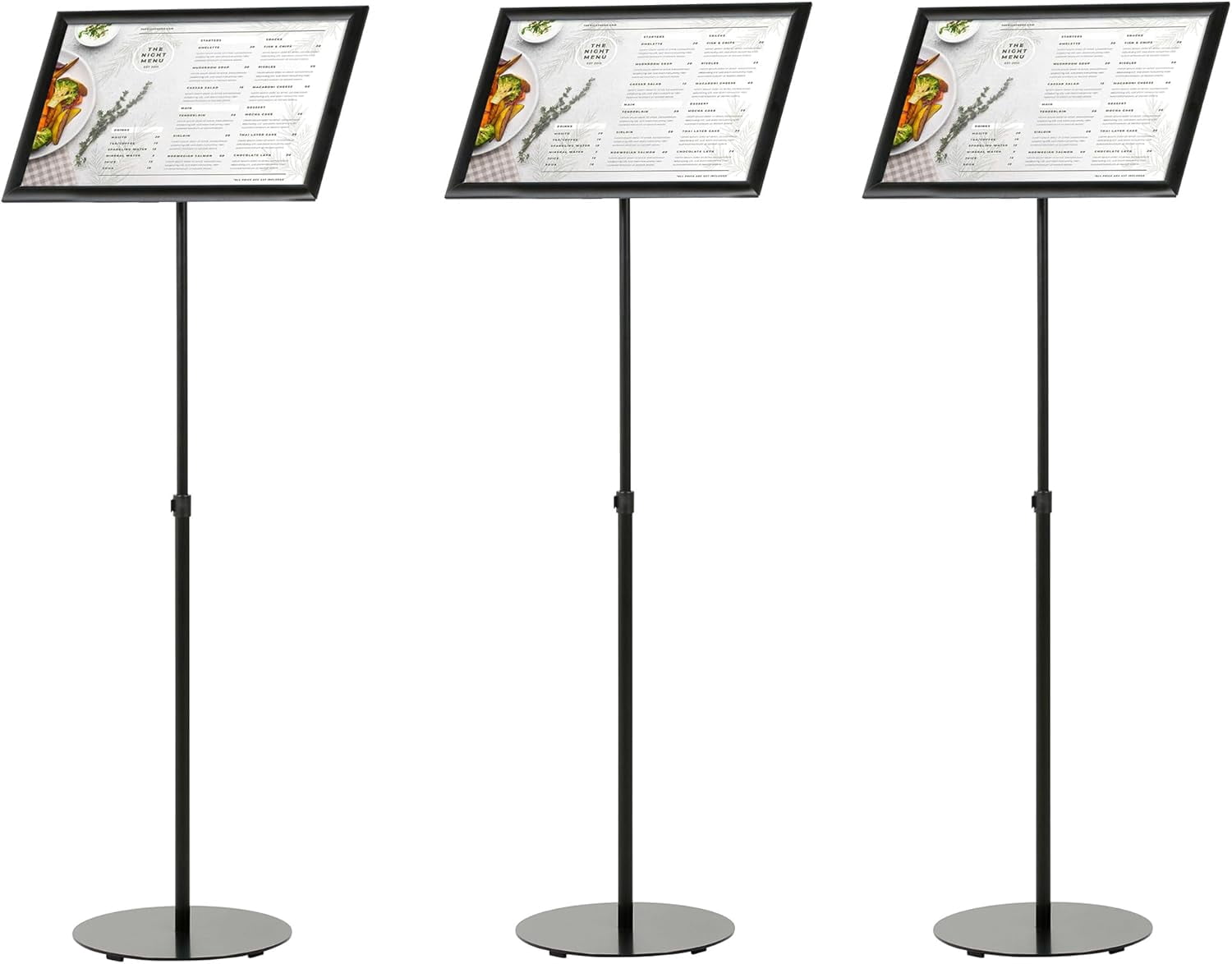M&T Displays Pedestal Adjustable Telescoping Menuboard 1" Black ...