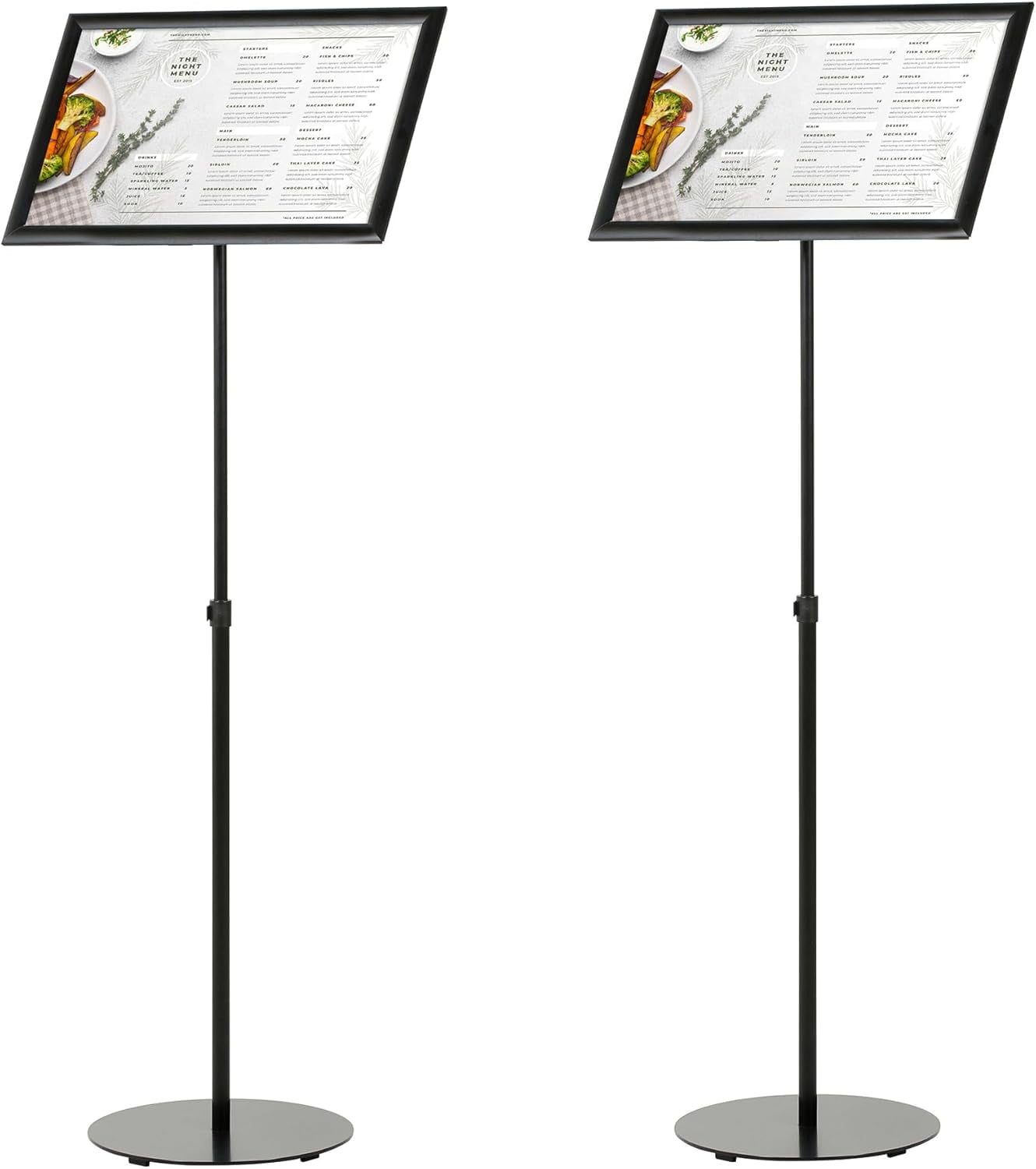 M&T Displays Pedestal Adjustable Telescoping Menuboard 1" Black ...