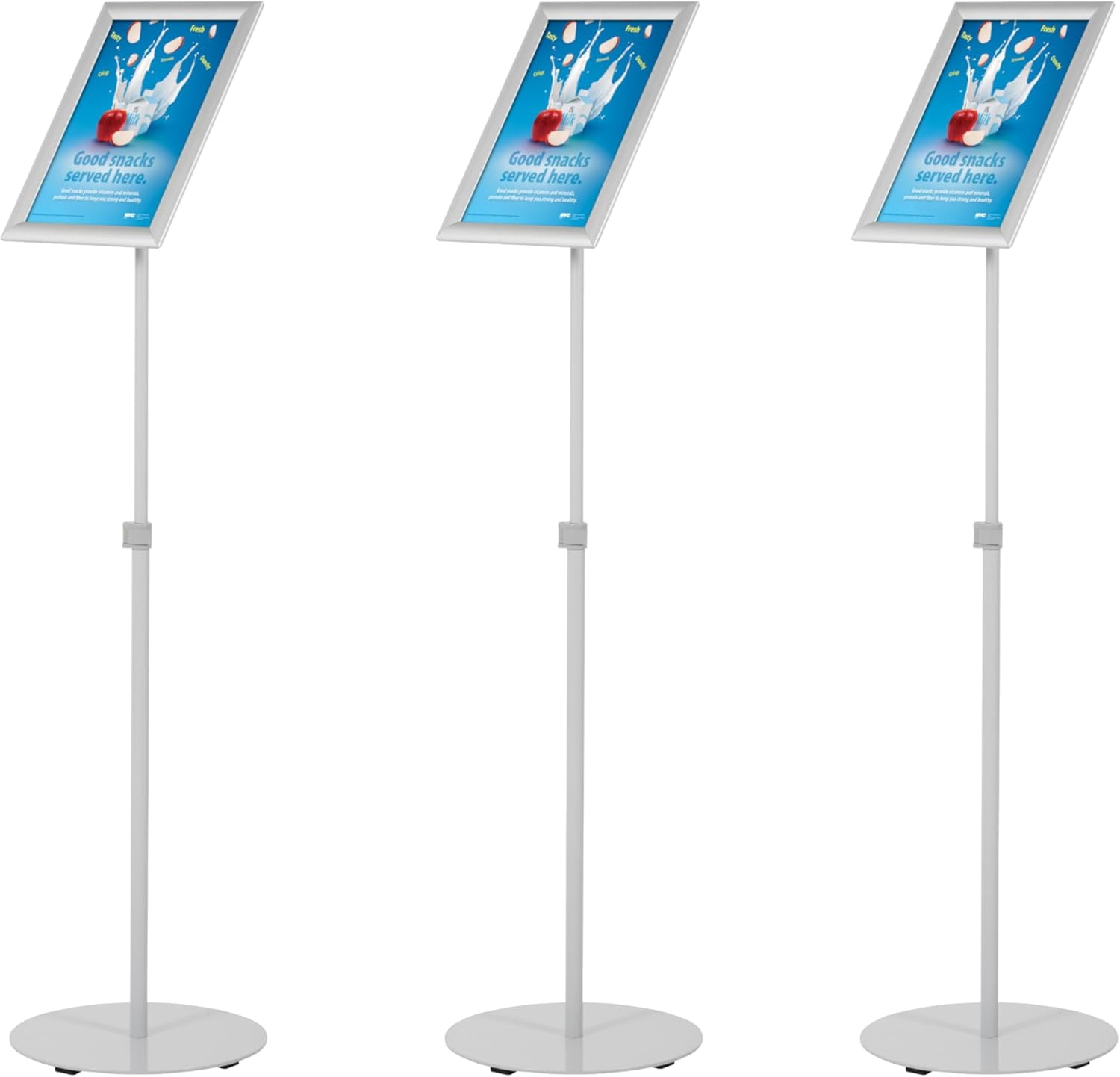 M&T Displays Pedestal Adjustable Telescoping Menuboard 1" Silver ...