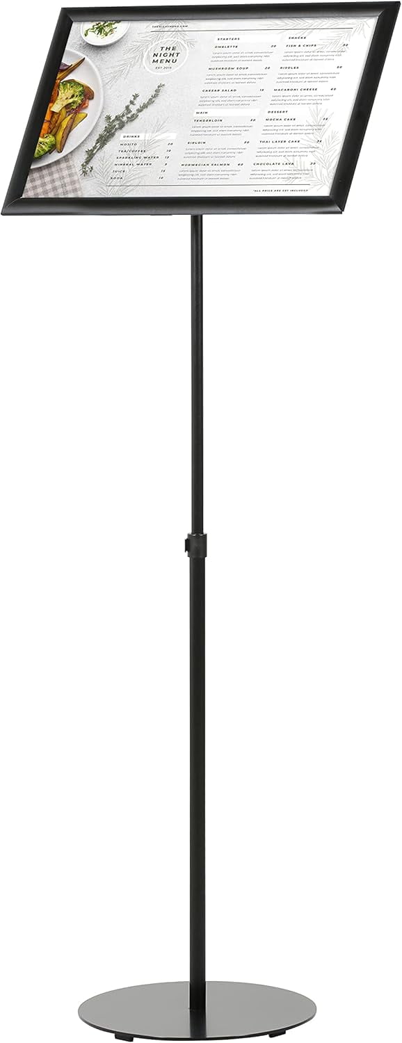 M&T Displays Pedestal Sign Holder Floor Stand w/Telescoping Post & Easy ...