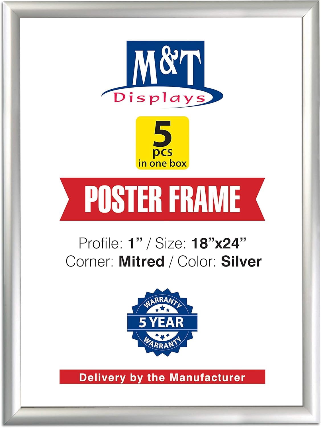 M&T Displays Picture Frame 18x24 Inch, Front Loading Diploma Frame, 1 ...