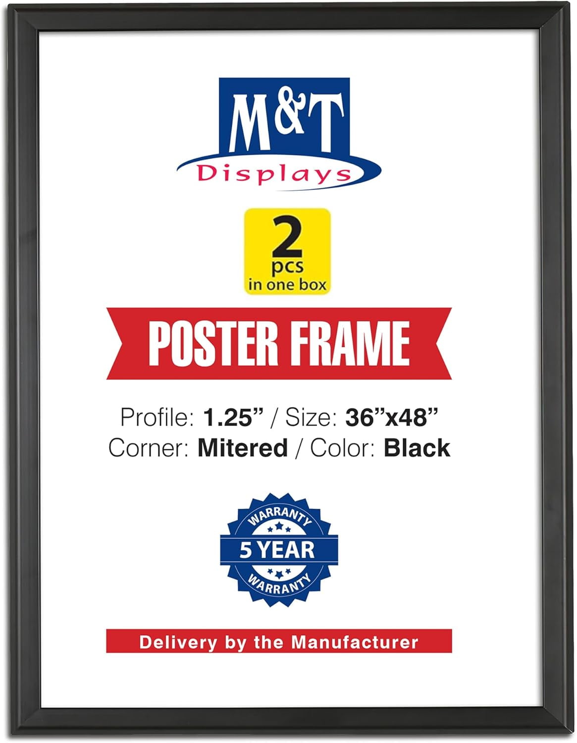 M&T Displays Picture Frame 36x48 Inch, Front Loading Diploma Frame ...