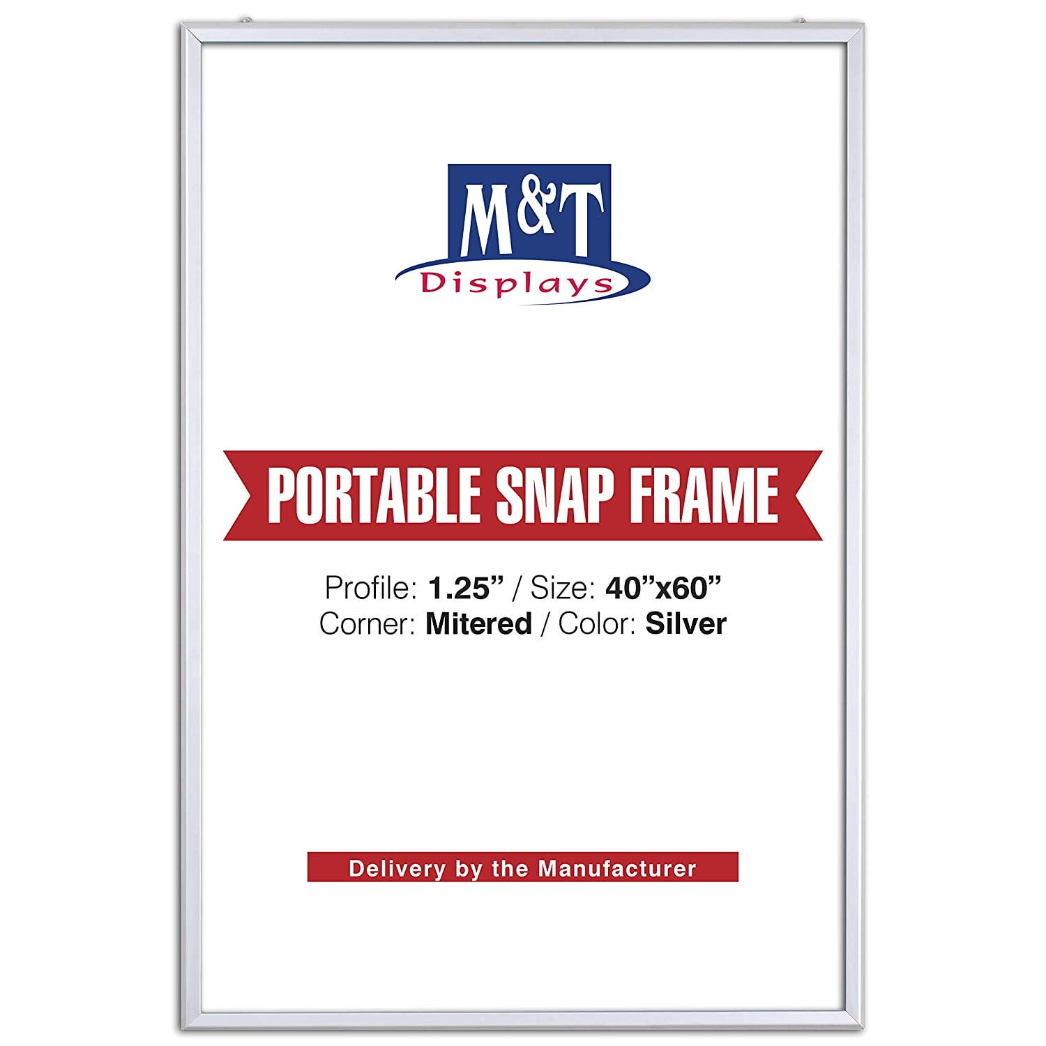 M&T Displays 40x60 inch Portable Aluminum Snap Poster Frame, Silver ...
