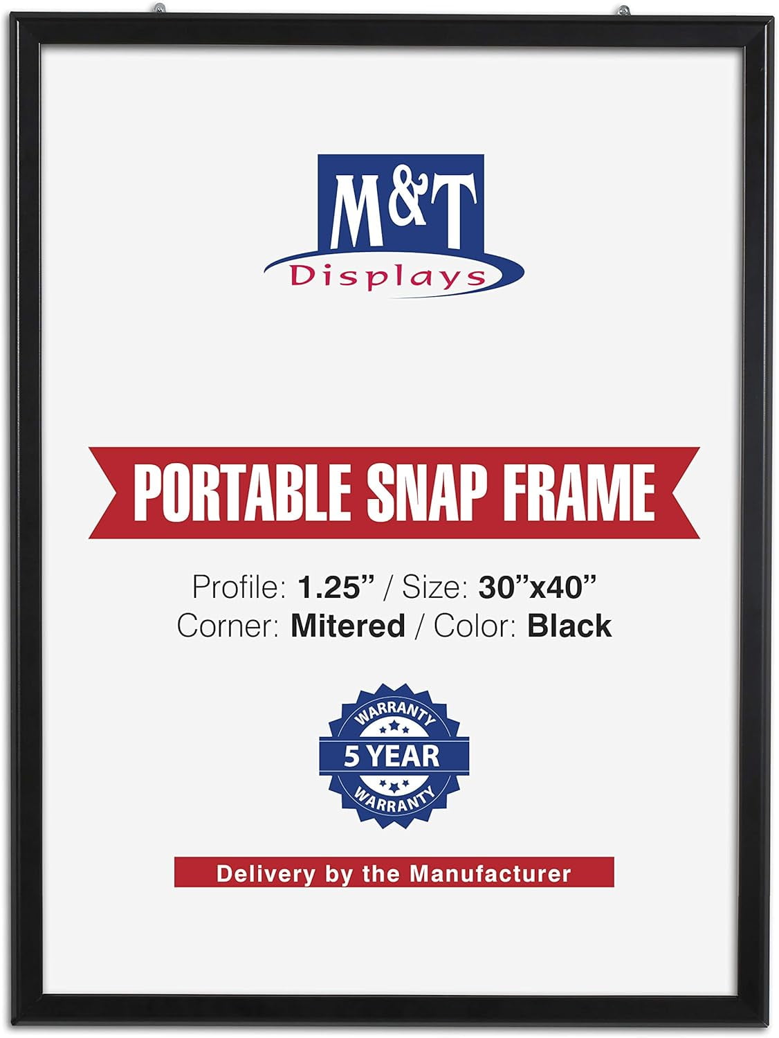M&T Displays Portable Snap Poster Frame 30x40 Inch 1.25" Aluminum ...