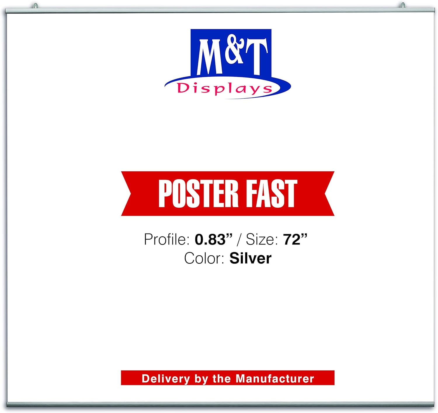 M&T Displays Poster Fast Hanger Set 36 inch Wall Mounting Silver ...