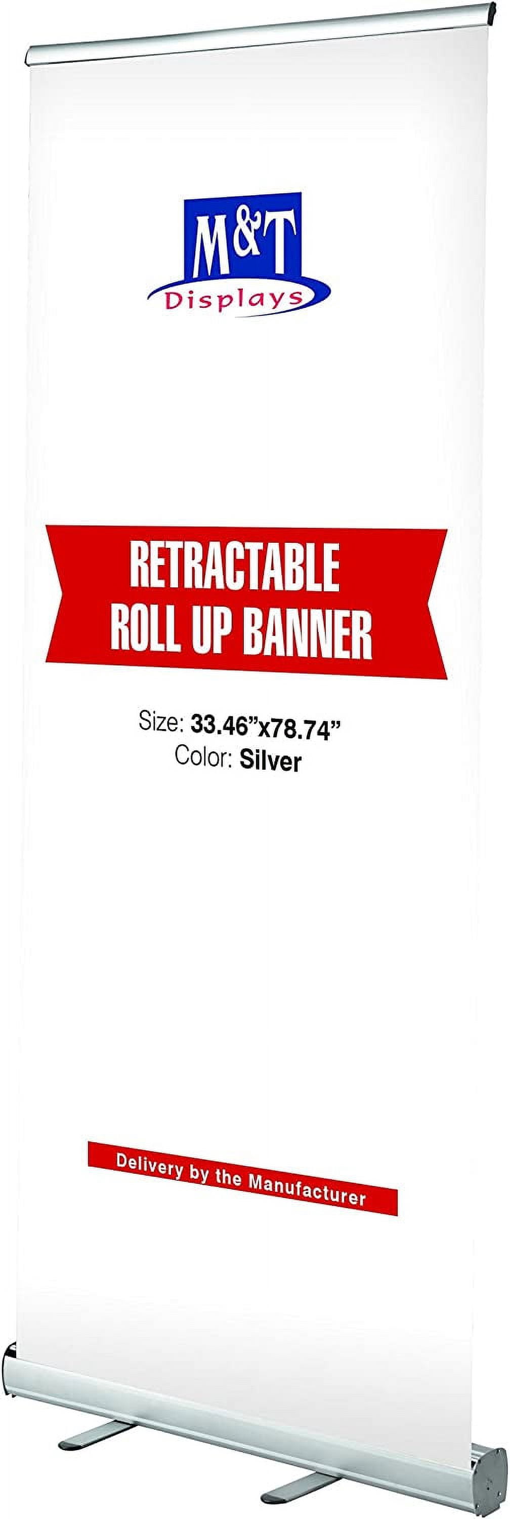 M&T Displays Retractable Roll Up Aluminum Stands Portable 79 Inch ...