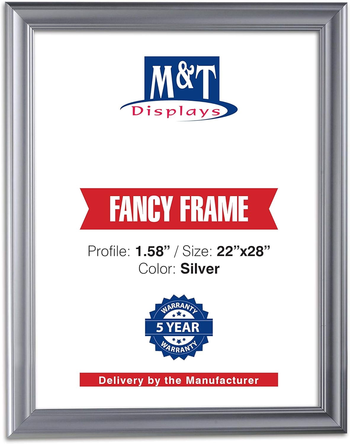 M&T Displays Silver 22x28 Picture Frame Made of 1.58 inches Aluminum ...