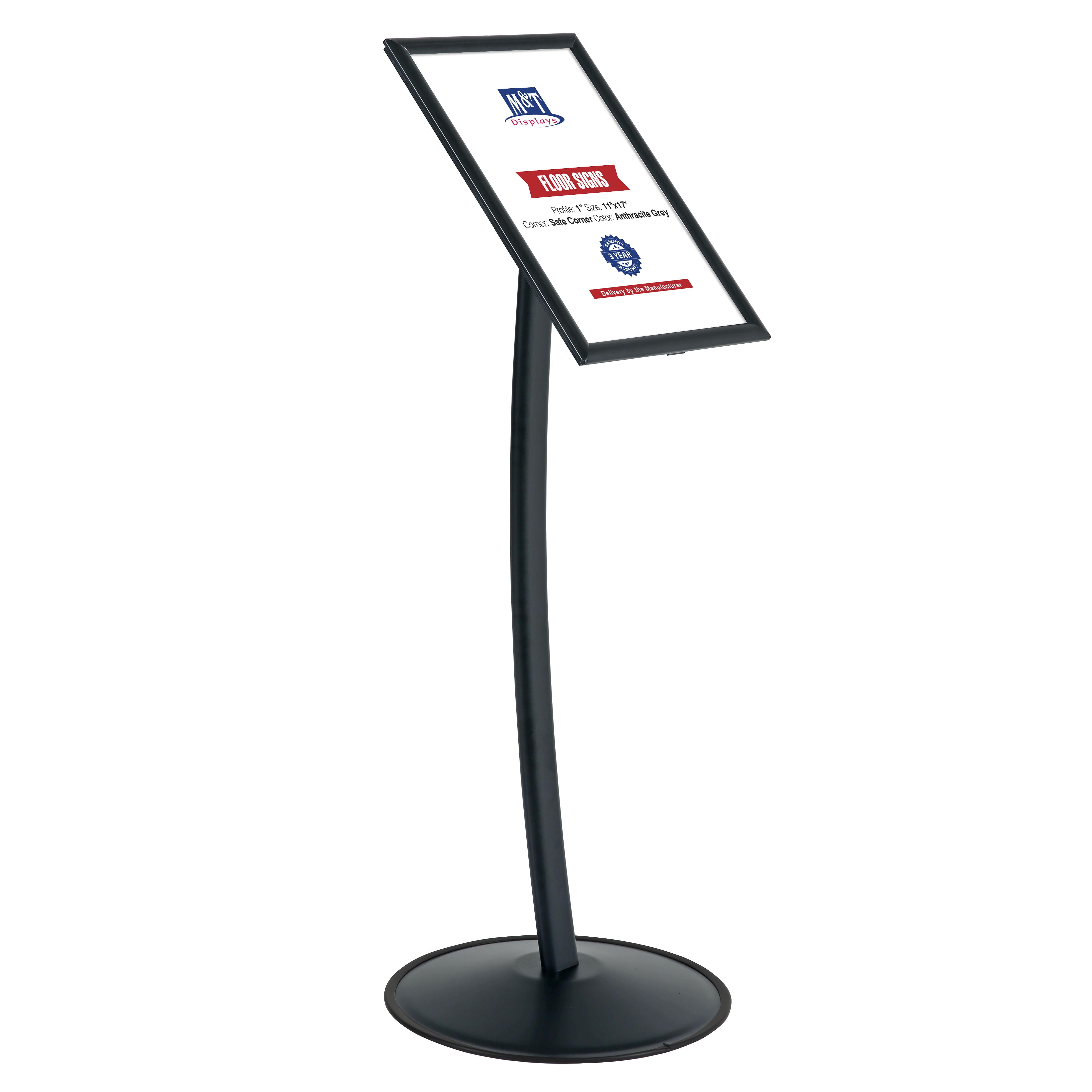 M&T Displays Simplistic Curved Menu Board 11x17 inch Anthracite Gray ...