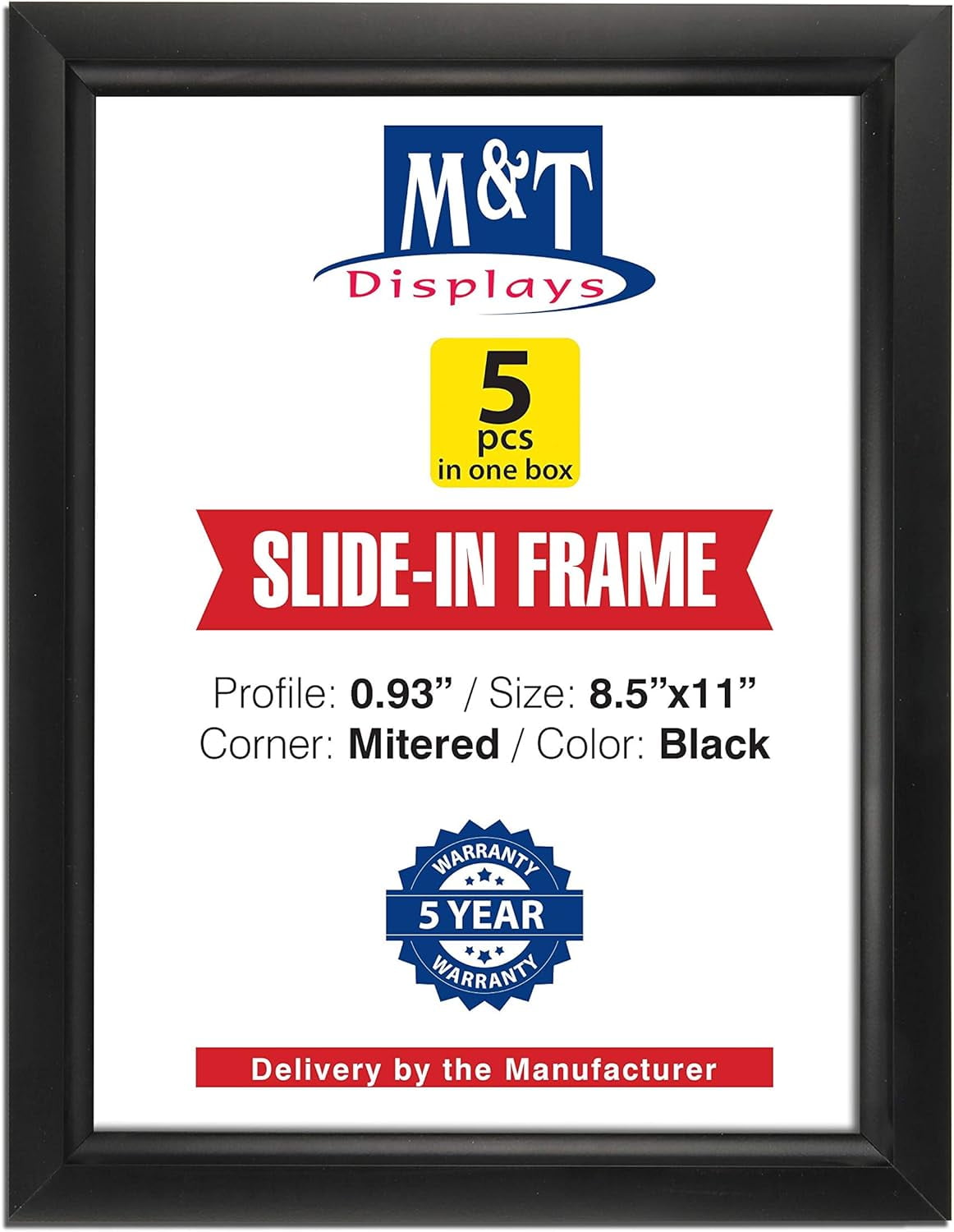 M&T Displays Slide In Frame, Black 8.5x11 Inch Poster Holder 0.93 ...