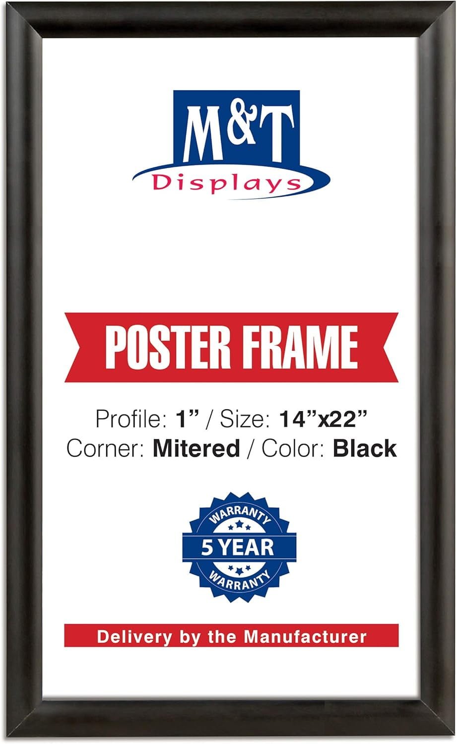 M&T Displays Snap Poster Frame 14x22 Inch Black 1" Aluminum Profile ...
