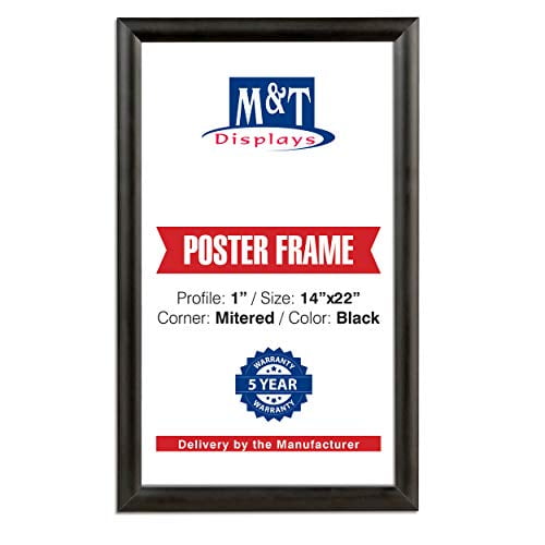 M&T Displays Snap Poster Frame 14x22 Inch Black 1" Aluminum Profile ...
