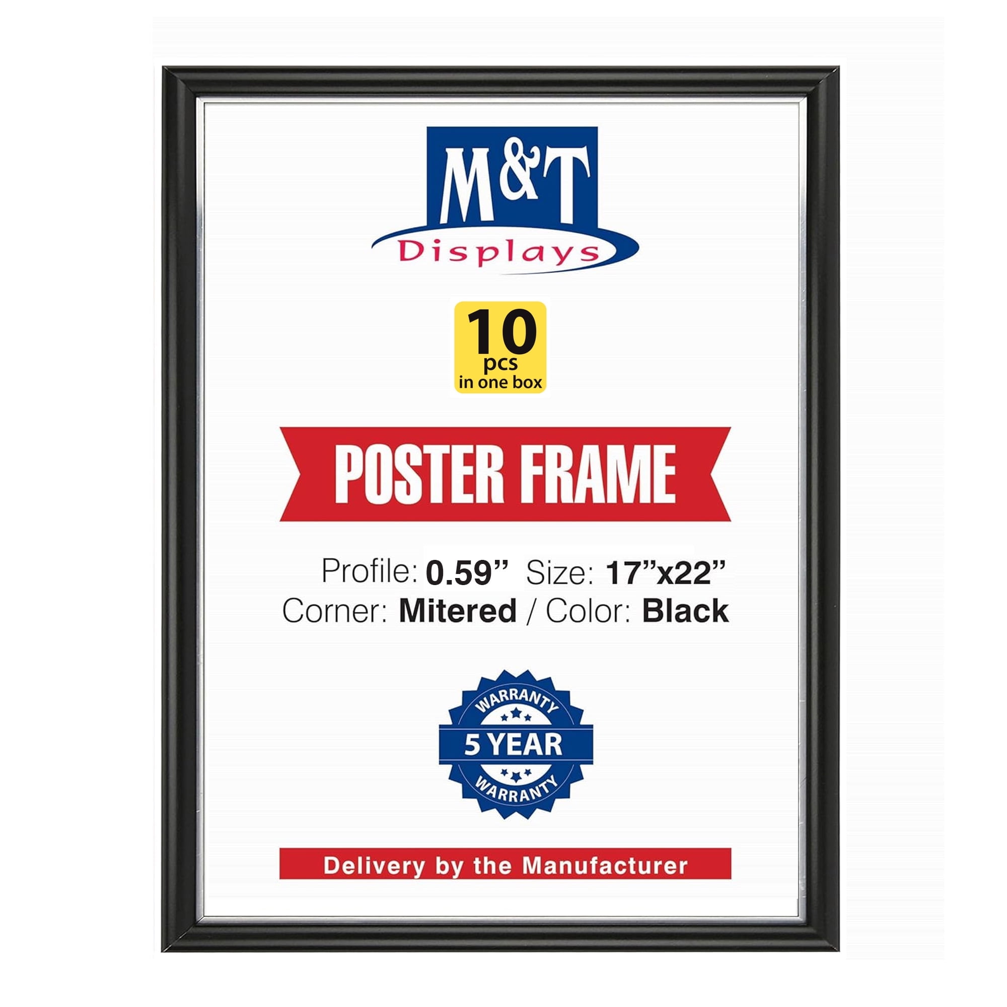 M&T Displays Snap Poster Frame 17x22 Black Aluminum Picture Photo ...