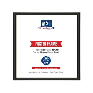 M&T Displays Snap Poster Frame 24x48 Inch Black 1" Aluminum Front Loading Wall Mounting Picture ...
