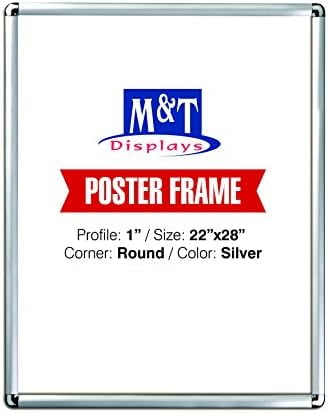 M&T Displays Snap Poster Frame 22x28 Inch Silver 1" Aluminum Profile ...