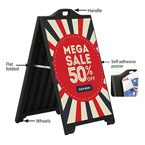 M&T Displays Street SignPro Board, Black 24x36 Inch Sandwich Board A ...
