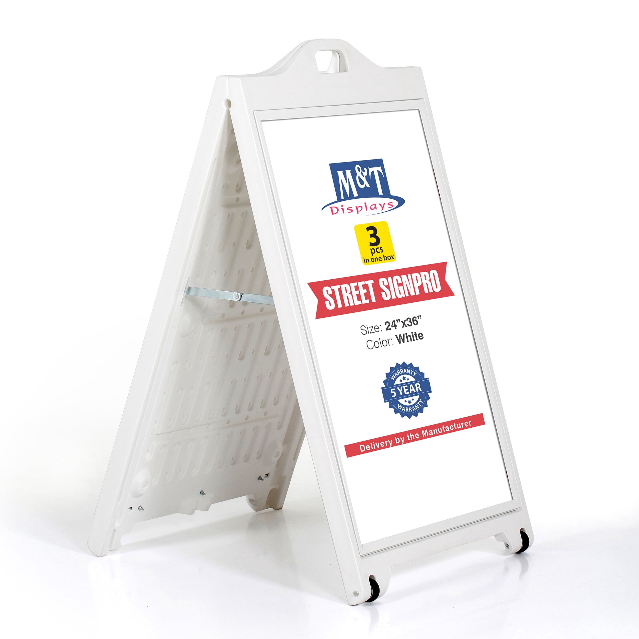 M&T Displays Street SignPro 24x36 White Double Sided Sandwich Board A ...