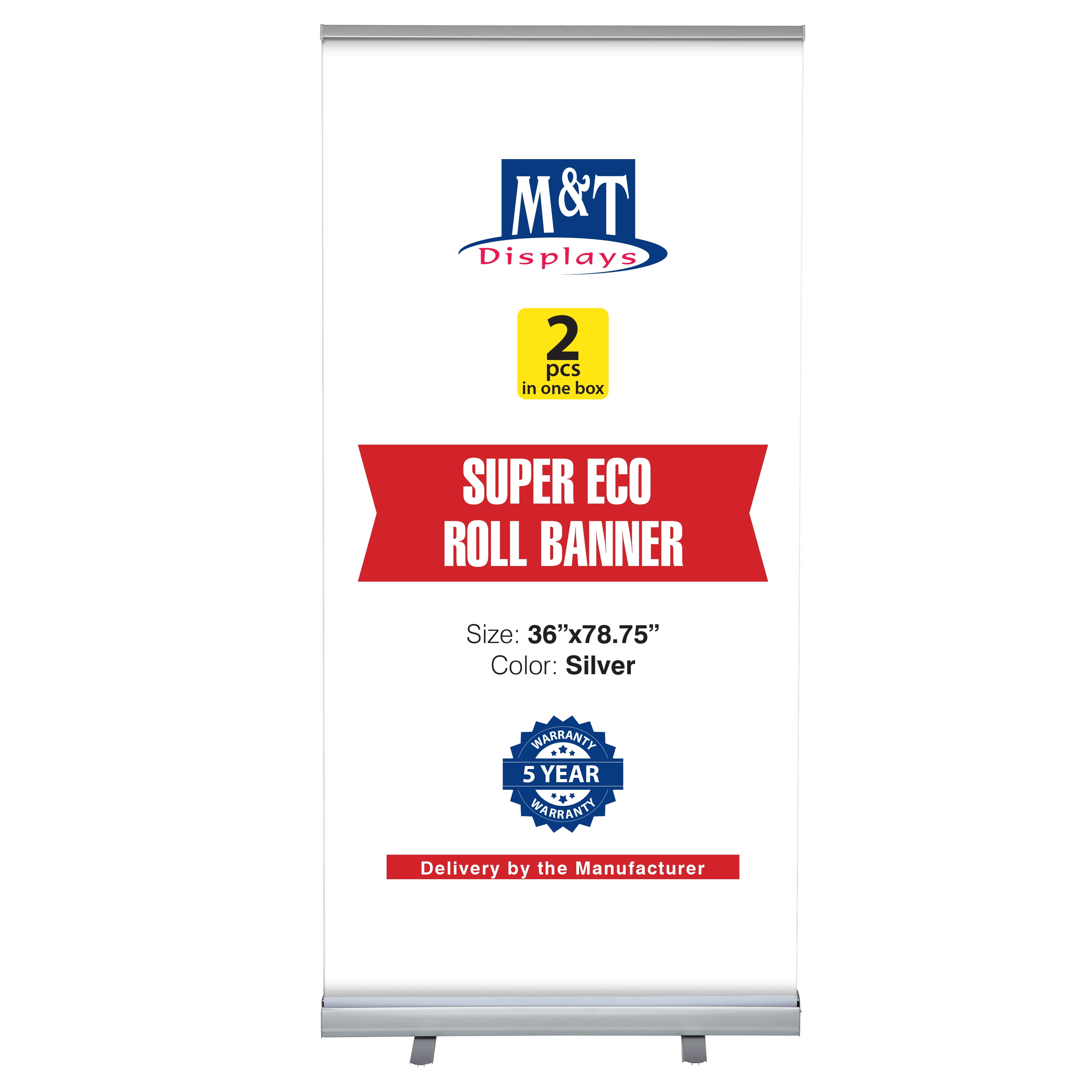 M&T Displays Super Eco Retractable Roll Up Banner Floor Standing 36x78 ...