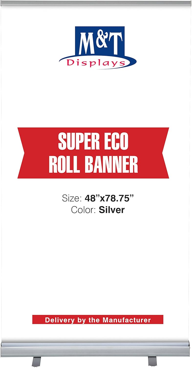 M&T Displays Super Eco Retractable Roll Up Floor Standing 48x78.75 Inch ...