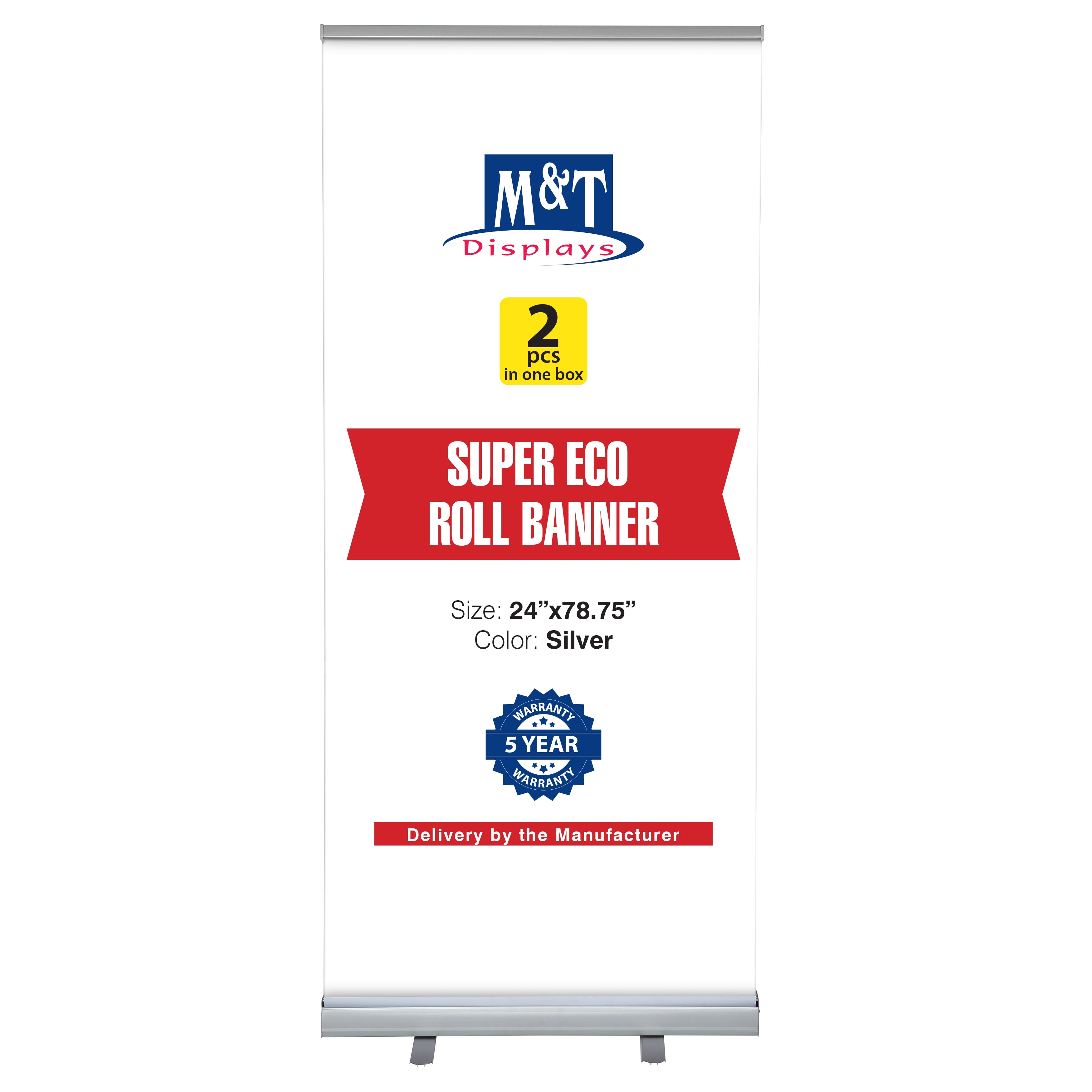 M&T Displays Super Eco Retractable Roll Up Banner Floor Standing 24x78 ...