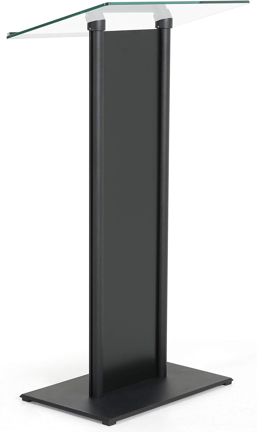 M&T Displays Tempered Clear Glass Conference Podium Stand with Aluminum ...