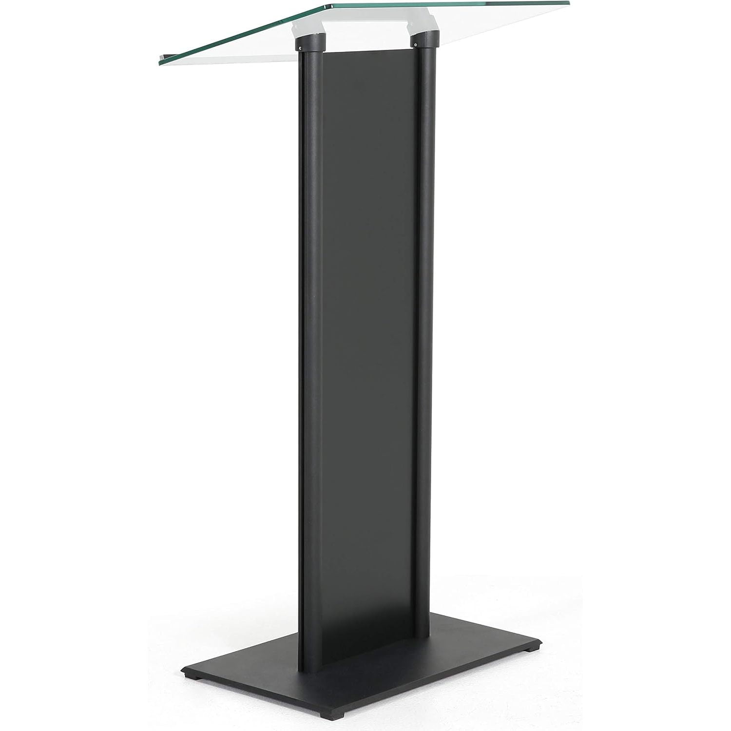 M&T Displays Tempered Clear Glass Conference Podium Stand with Aluminum ...