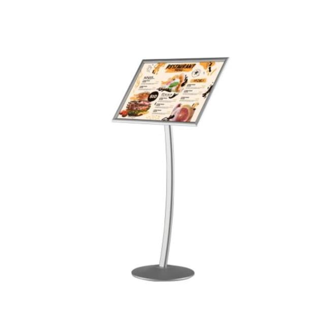 M&T Displays UCUMBN0518X2000 18 x 24 in. Curved Floor Sign & Menu Stand - Silver - Walmart.com