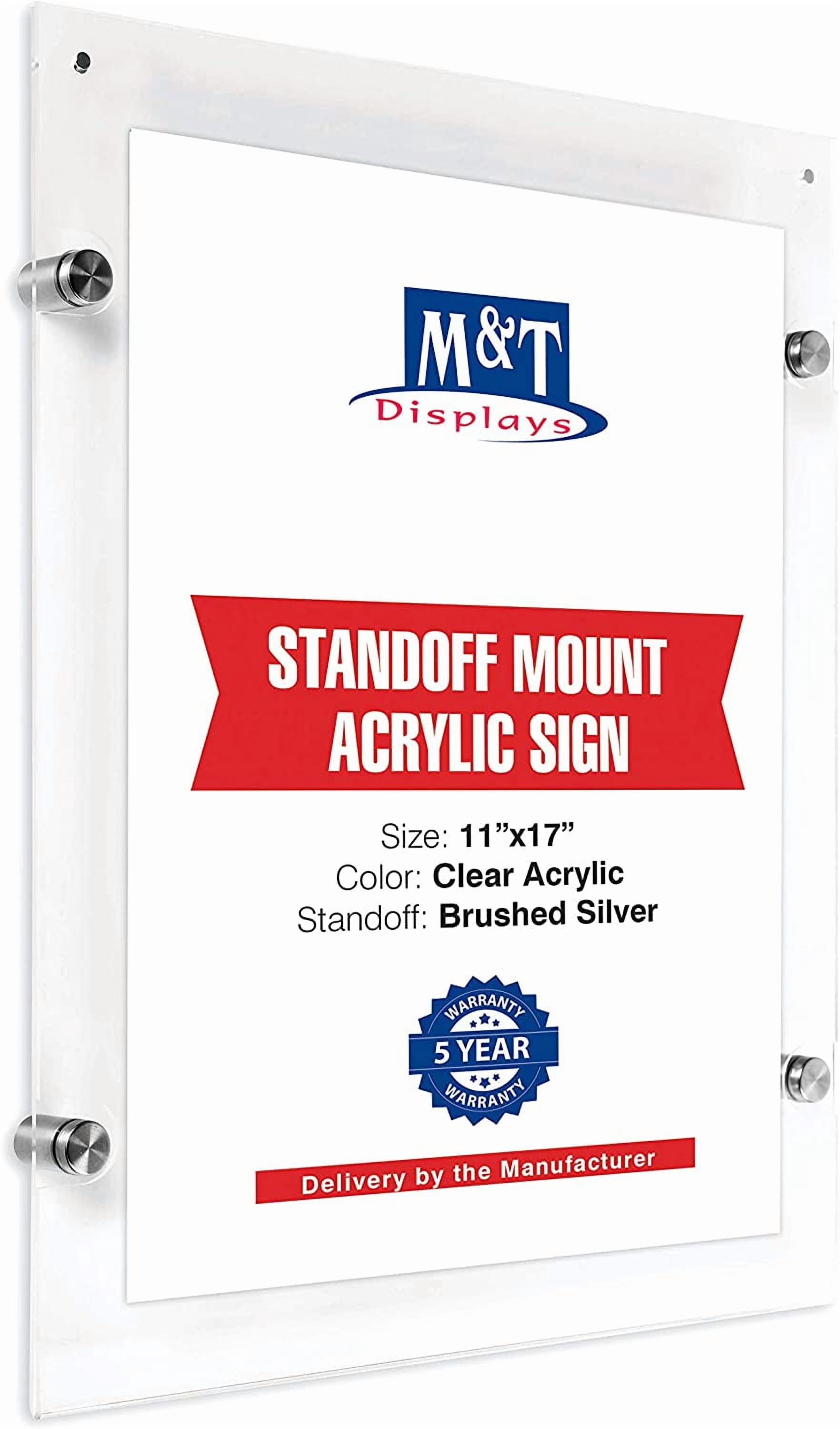 M&T Displays Wall Mount Floating Clear Acrylic Frameless Picture Frame ...