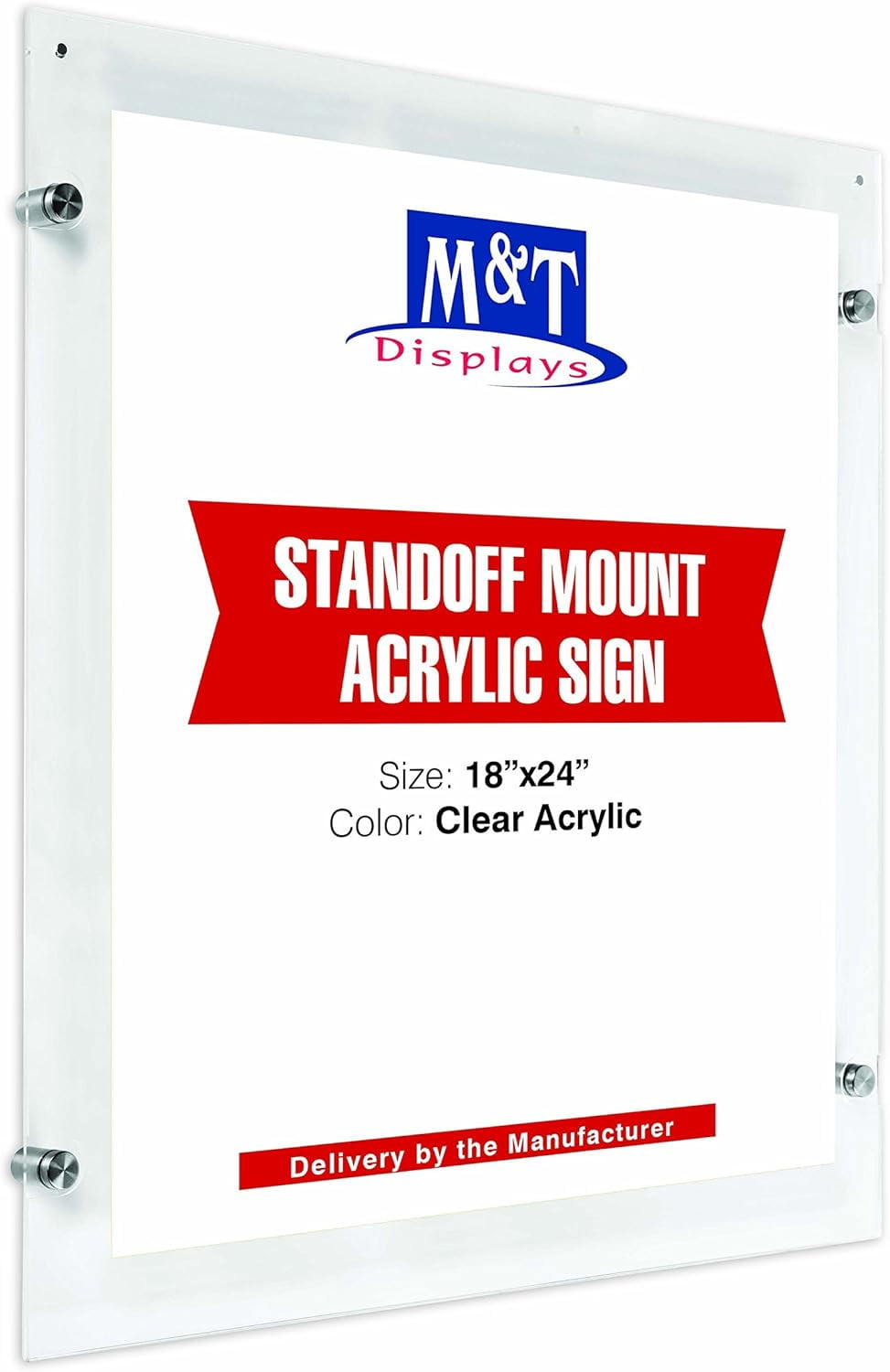 M&T Displays Wall Mount Floating Clear Acrylic Frameless Picture Frame ...