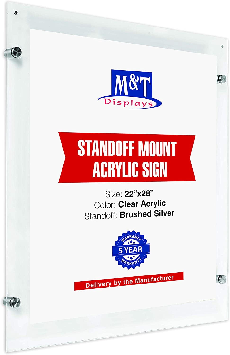 M&T Displays Wall Mount Floating Clear Acrylic Frameless Picture Frame ...