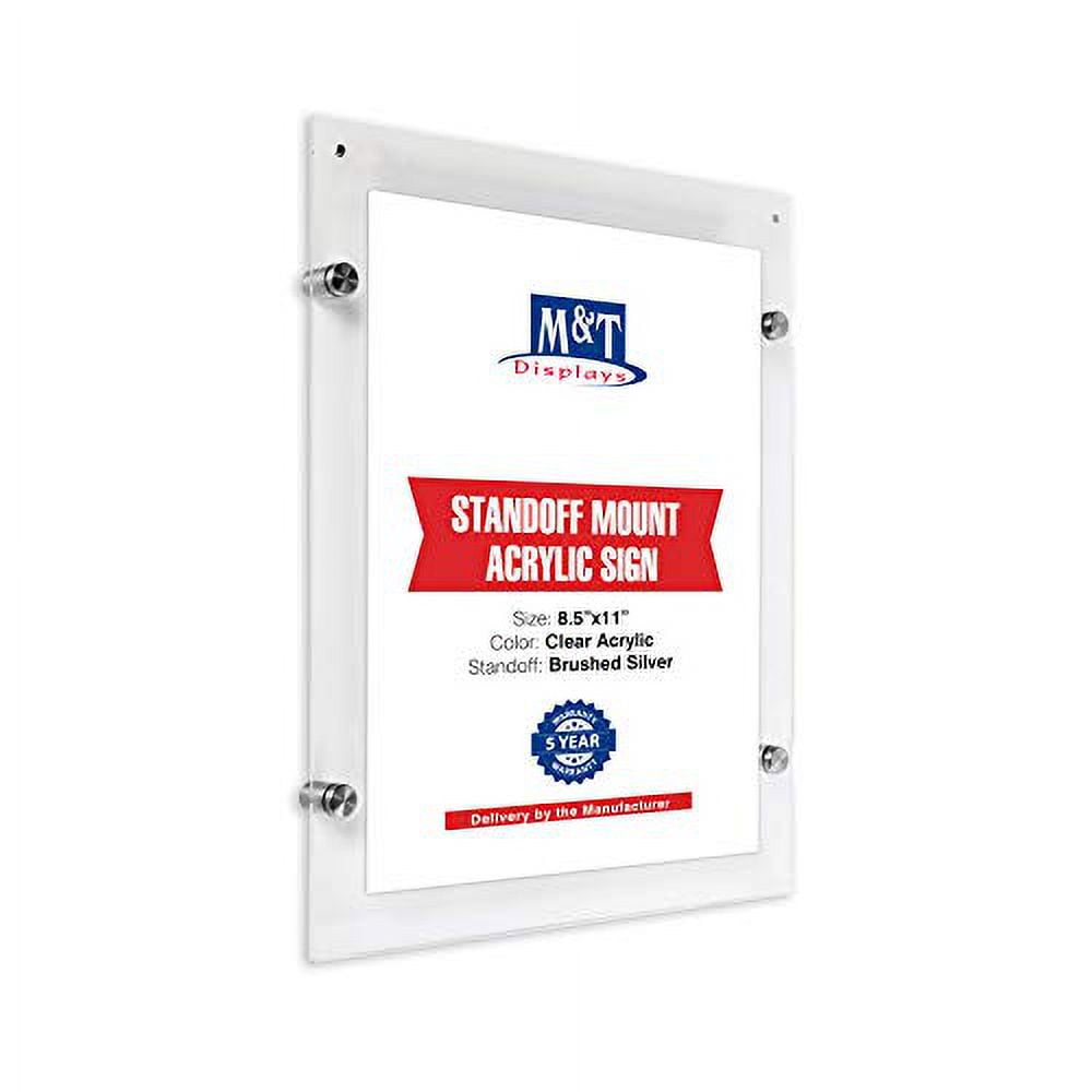 M&T Displays Wall Mount Floating Clear Acrylic Frameless Picture Frame ...