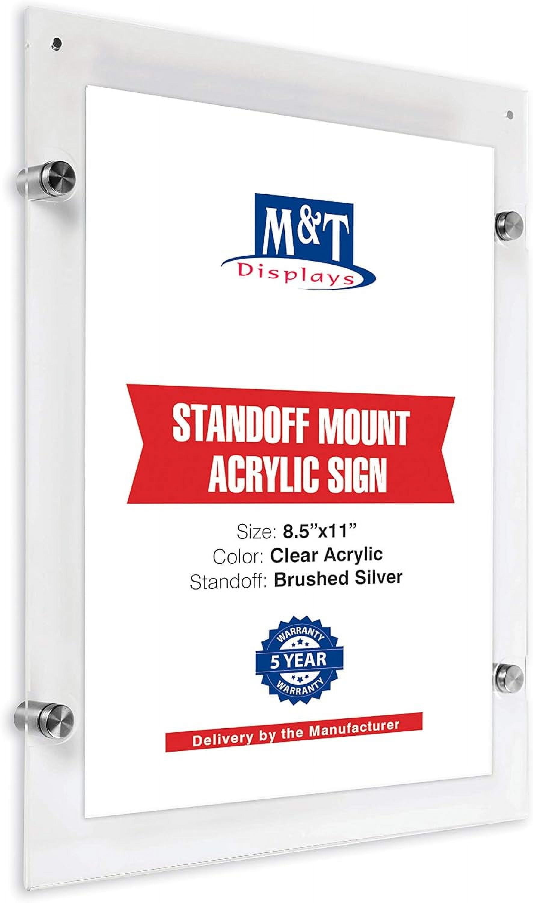 M&T Displays Wall Mount Floating Clear Acrylic Frameless Picture Frame ...