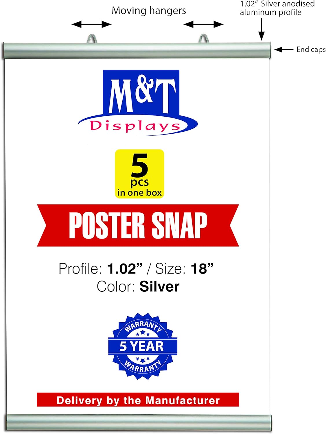 M&T Displays Wall Mounting Aluminum Snap Hanger - Brochure, Sign ...