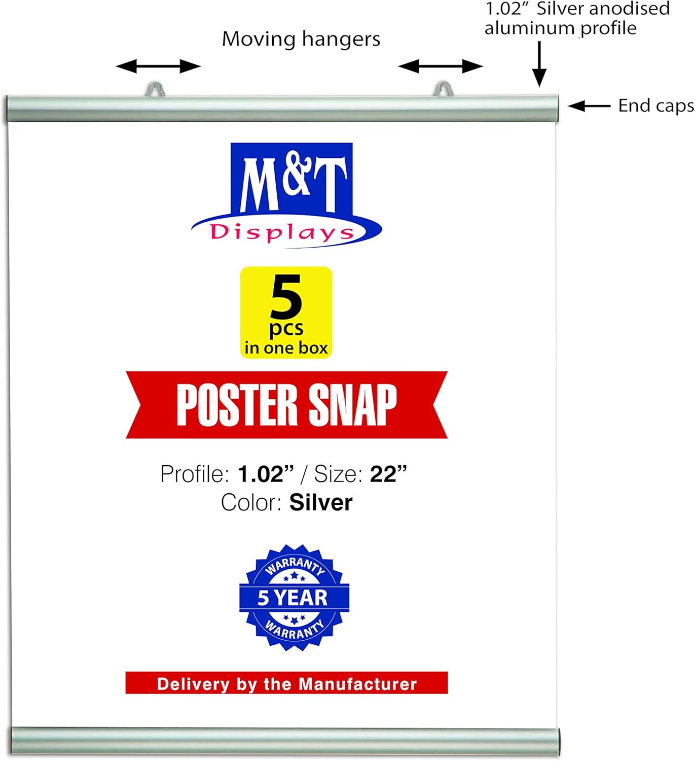 M&T Displays Wall Mounting Aluminum Snap Hanger - Brochure, Sign ...